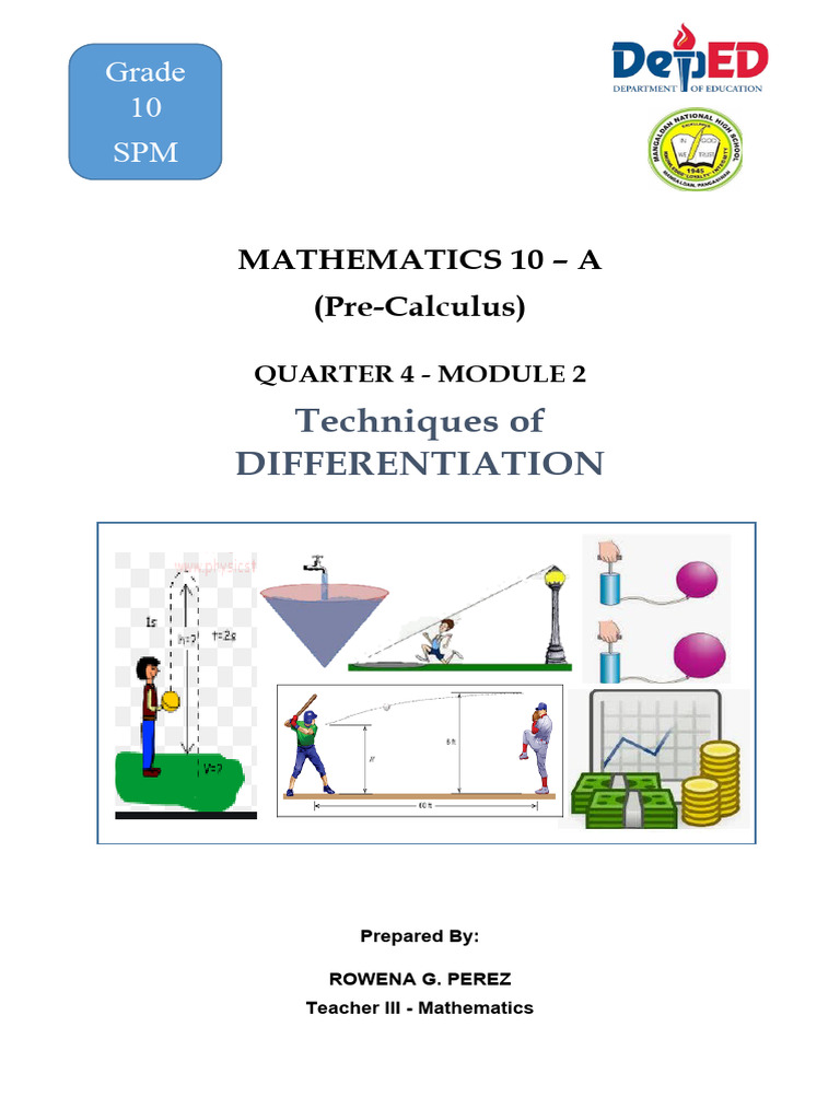 Precal Quarter 4 Module 2 Part 1 Basic Differentiation Techniques And