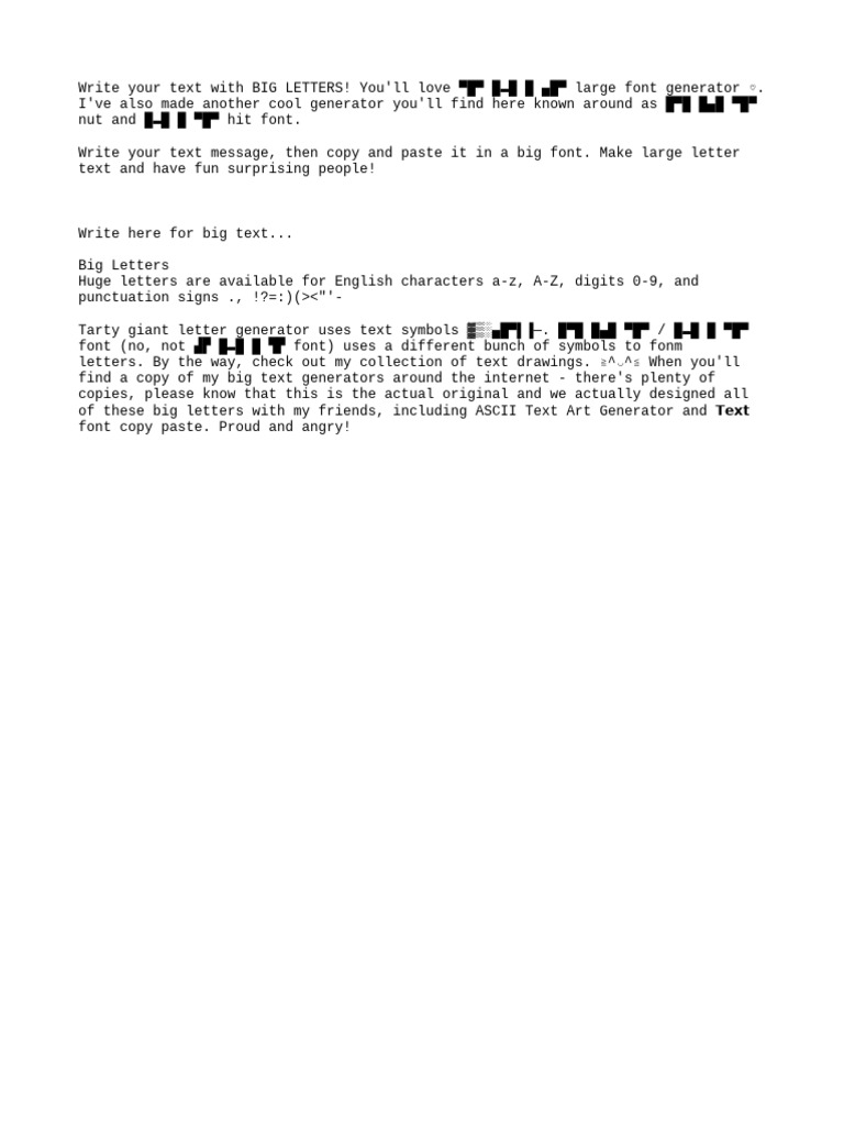 Big Letters Generator for Fun Text | PDF