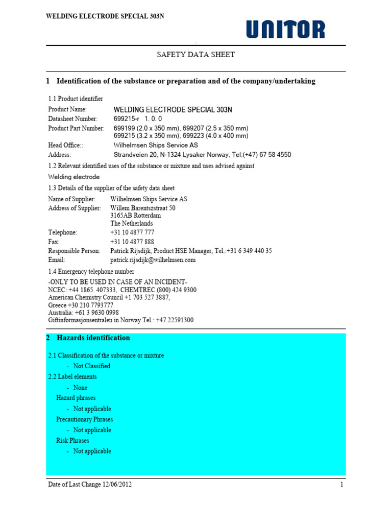 WELDING ELECTRODE SPECIAL 303N English | PDF | Toxicity | Welding