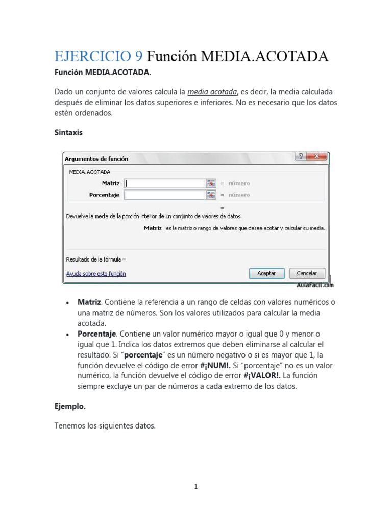 Media Acotada en Excel: Guía Práctica | PDF | Métodos y materiales de ...