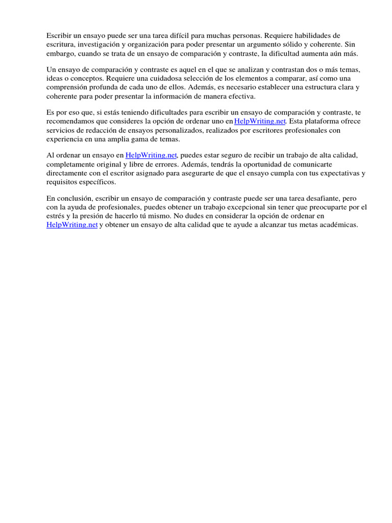 Ejemplo de Un Ensayo de Comparación y Contraste | PDF | Language Arts ...