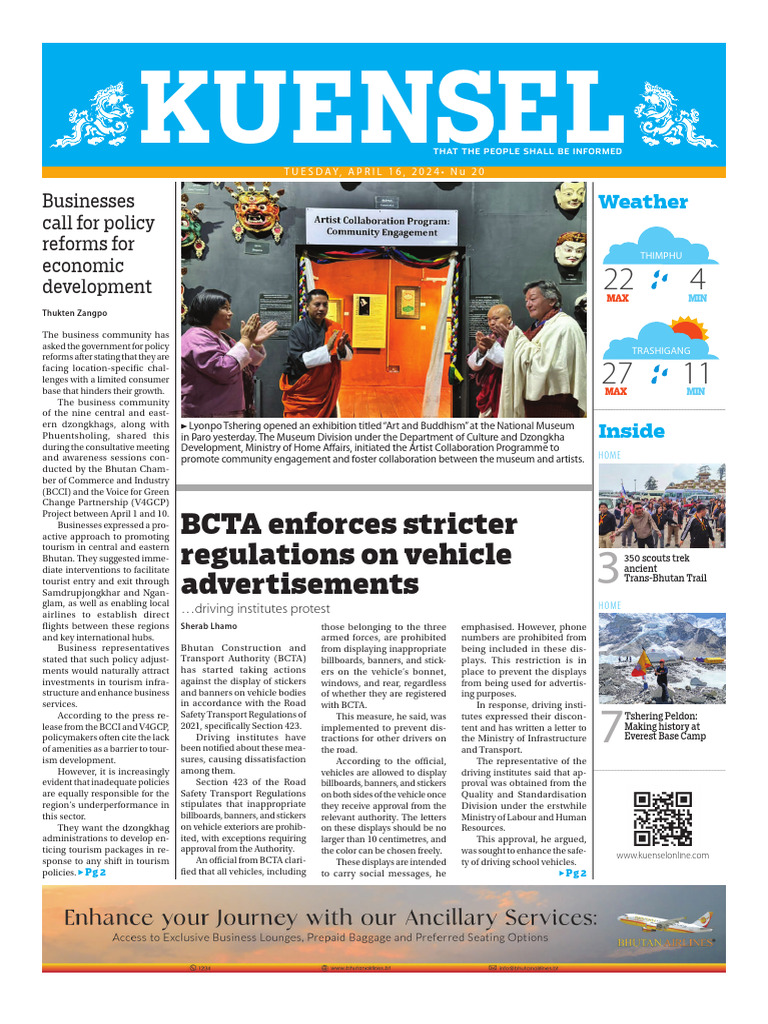 Kuensel - National Newspaper - 16apr2024 | PDF | Academic Degree | Bhutan