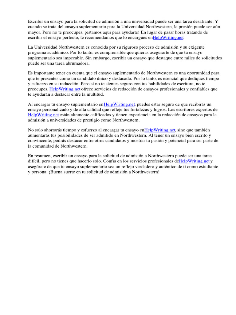 Cómo Escribir Un Ensayo para La Solicitud de Admisión A Northwestern ...