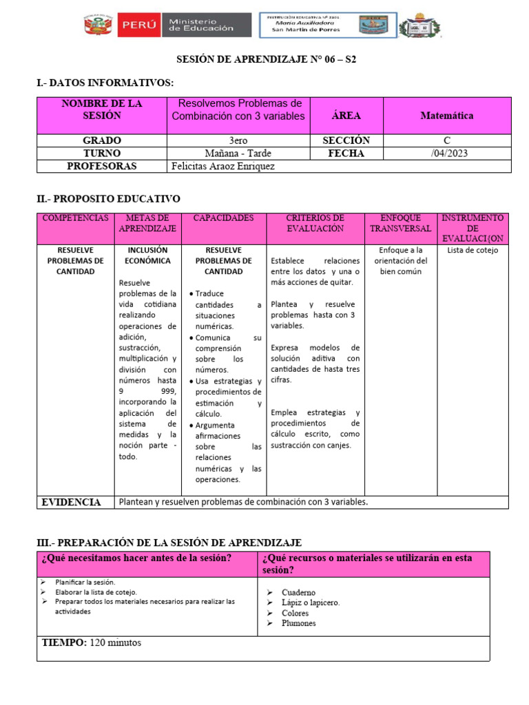 Sesion #06-S2 Problemas de Combinacion Con 3 Variables | PDF ...