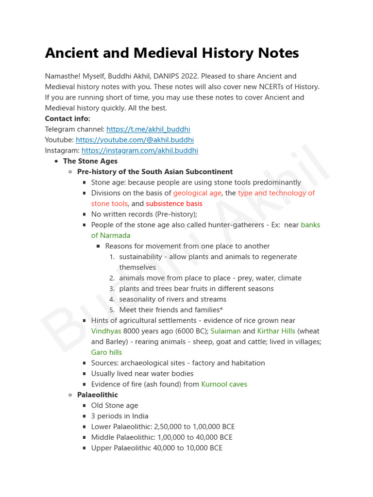 Ancient & Medieval History Notes | PDF | Vedas | Ashoka