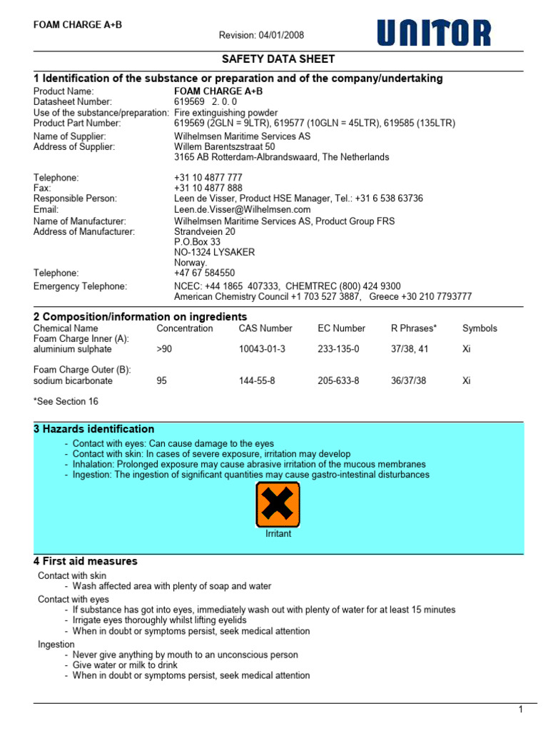 FOAM_CHARGE_A_B_English | PDF | Occupational Safety And Health | Chemistry