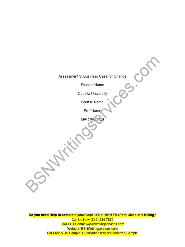 NHS FPX 6008 Assessment 3 Business Case for Change | PDF | Health Care | Medicaid