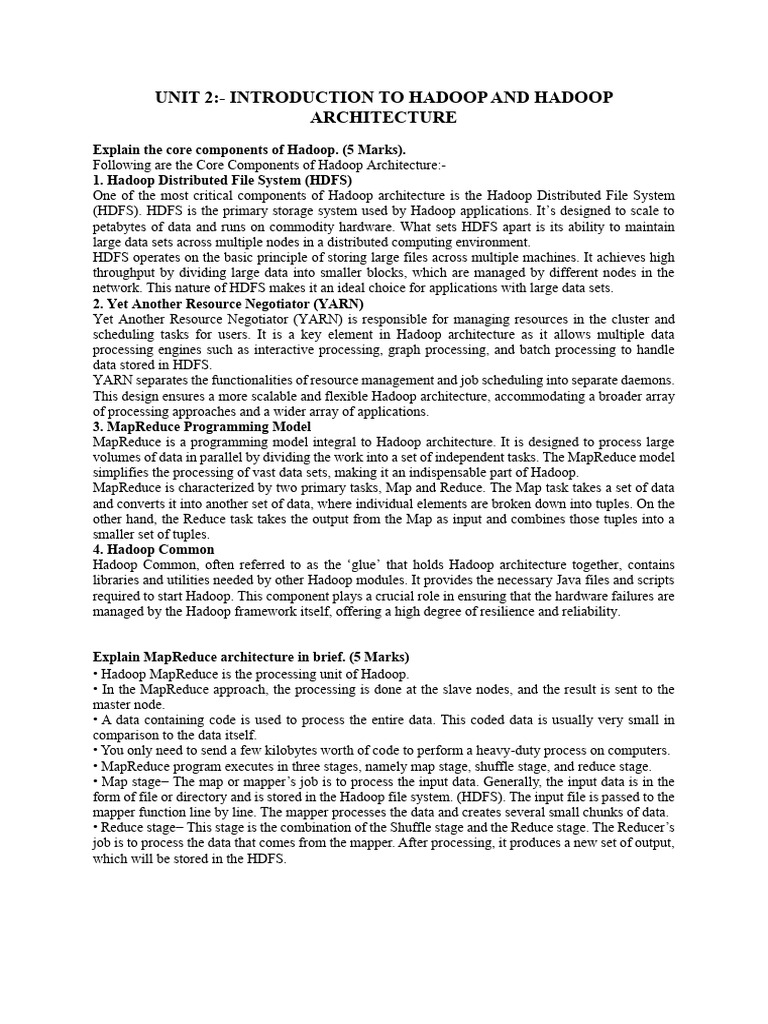 UNIT 2-tt1 | PDF | Apache Hadoop | Map Reduce