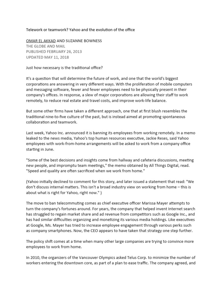 Telework or teamwork | PDF | Employment | Business