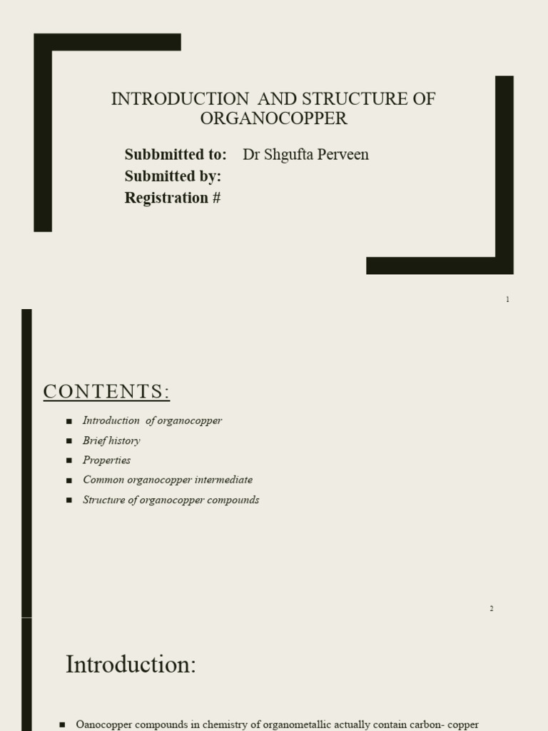 Overview of Organocopper Compounds | PDF | Organic Compounds | Chemical ...