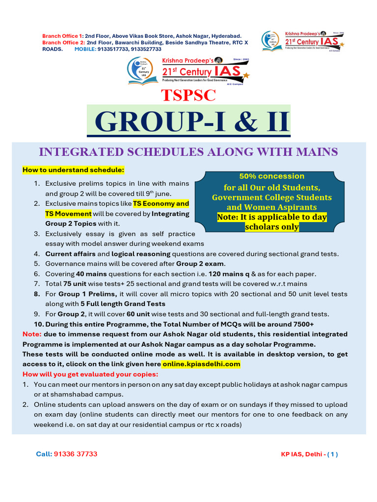 TSPSC Group I & II Exam Schedules | PDF