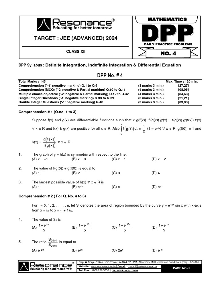 Revision DPP Revision DPP DPP-4 PC - E | PDF | Mathematical Analysis ...