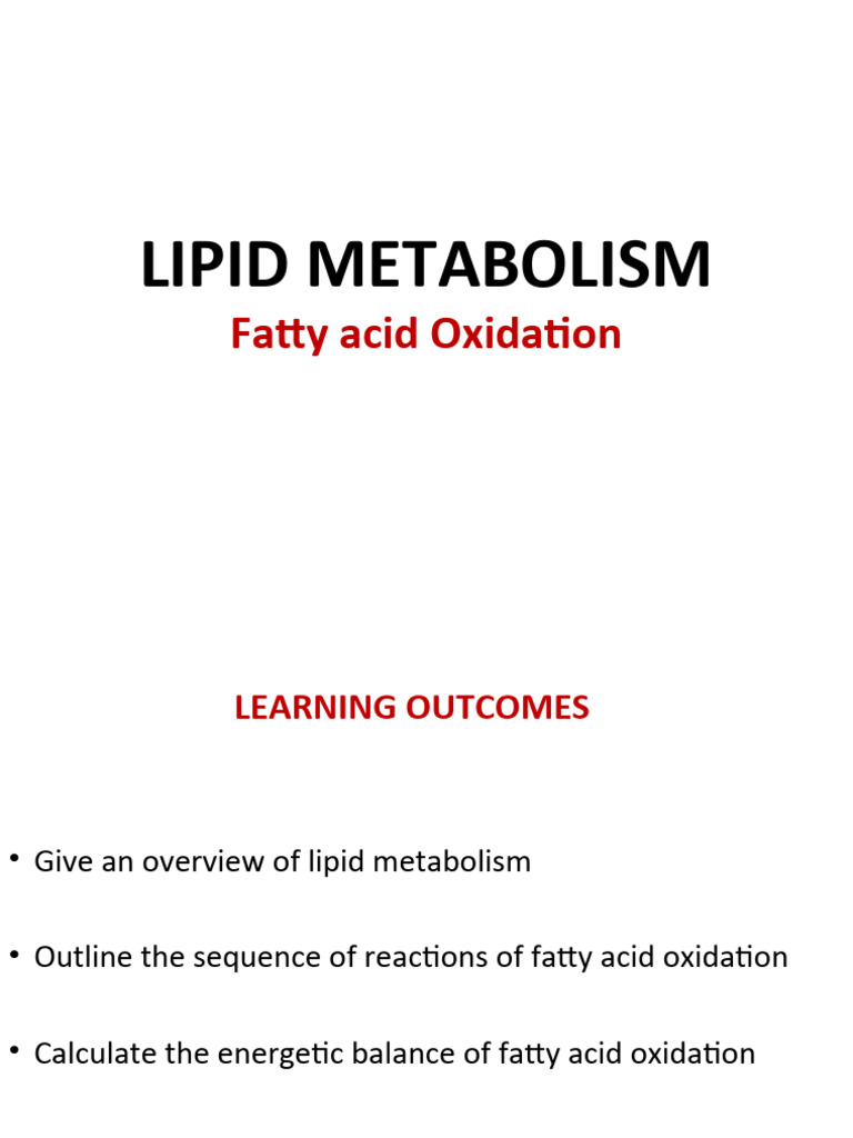 Lipid Metabolism & Fatty Acid Oxidation | PDF | Fatty Acid | Lipid