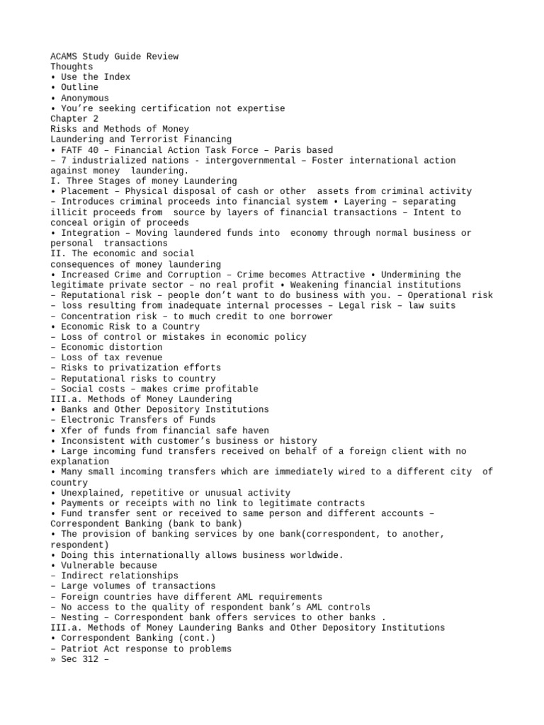 ACAMS Study Guide Review (PDFDrive) | PDF | Regulatory Compliance ...