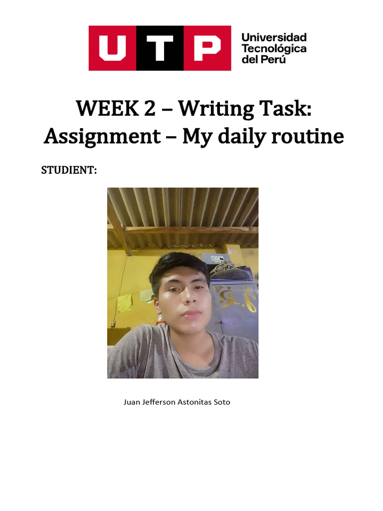 Week 2 - My Daily Routine Jhefferson Astonitas | PDF | Self-Improvement