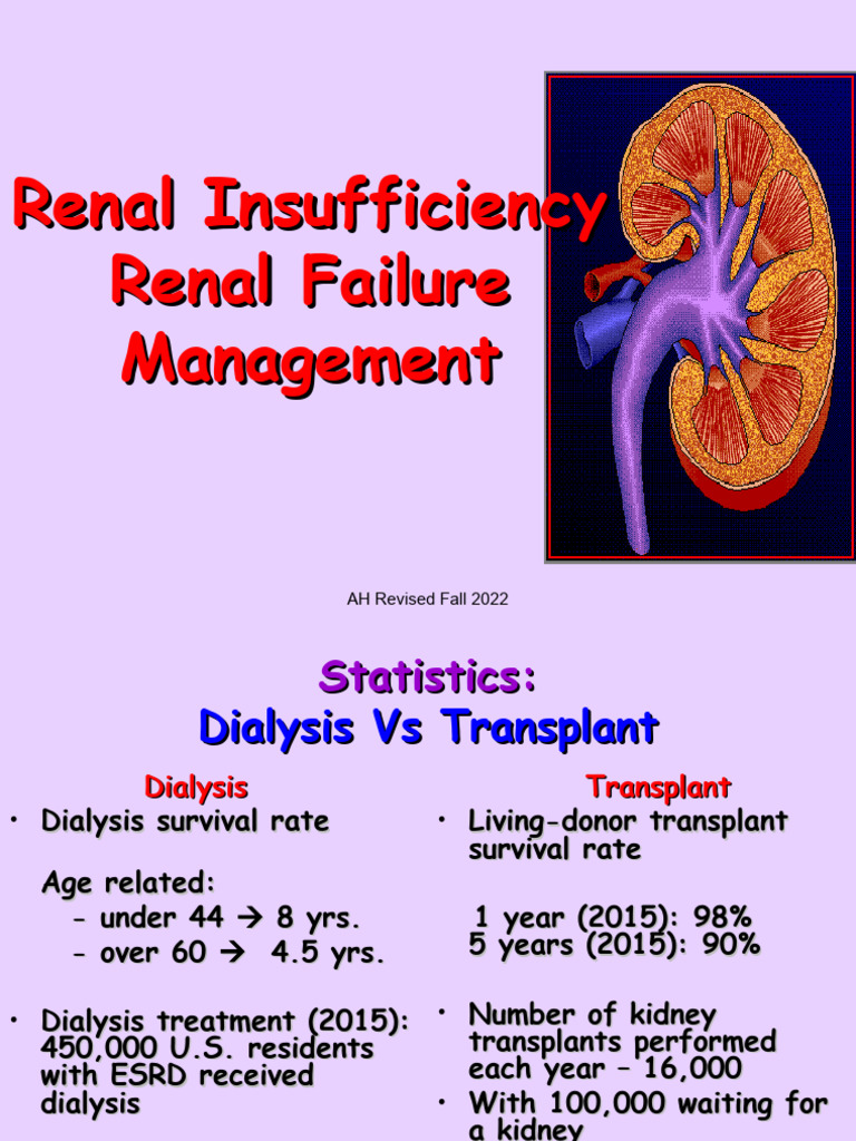 Renal Insufficiency Management Guide | PDF | Hemodialysis | Medical ...