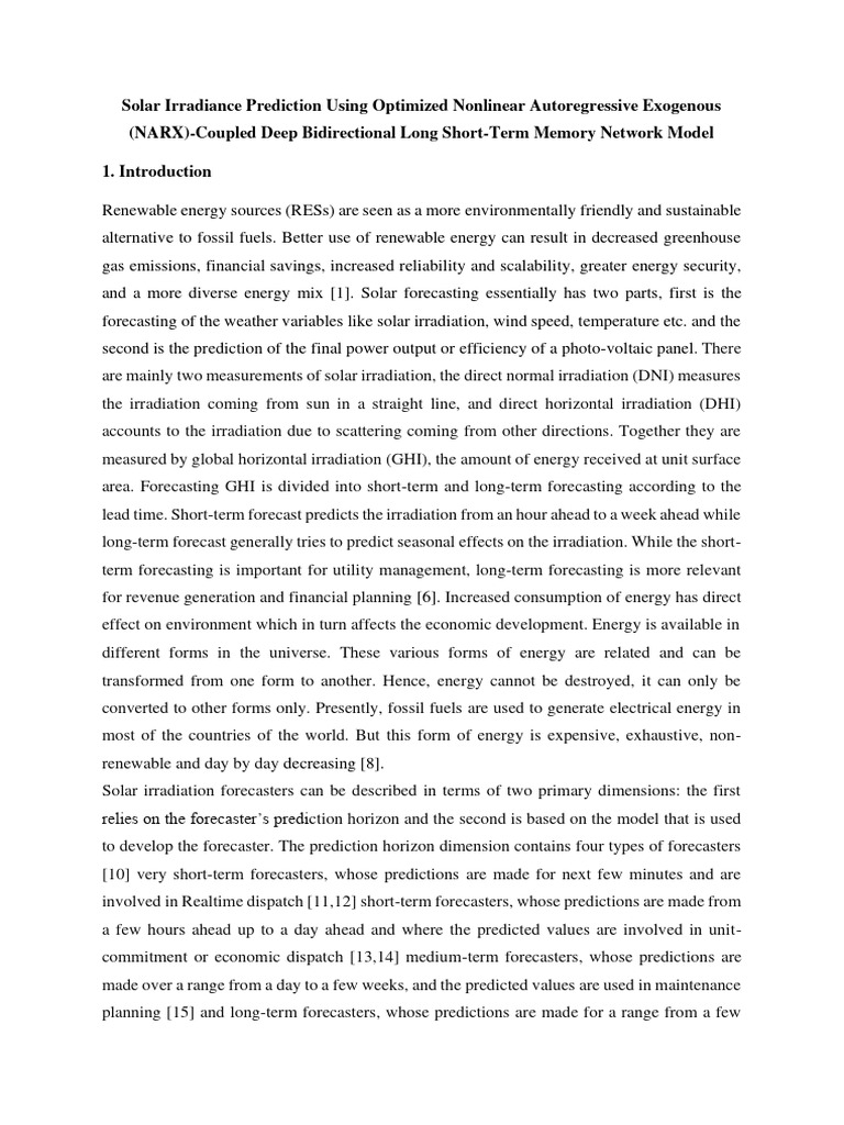 Solar Irradiance Prediction Rp Pdf Solar Power Photovoltaics