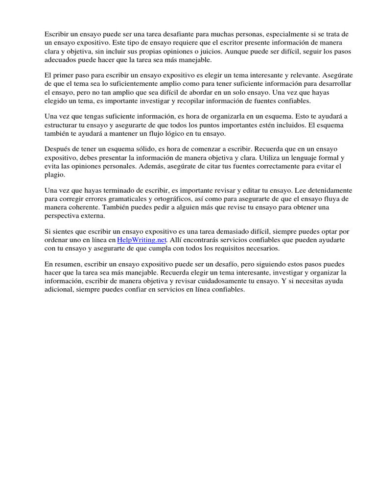 Los Pasos para Escribir Un Ensayo Expositivo | PDF | Scribd | Websites