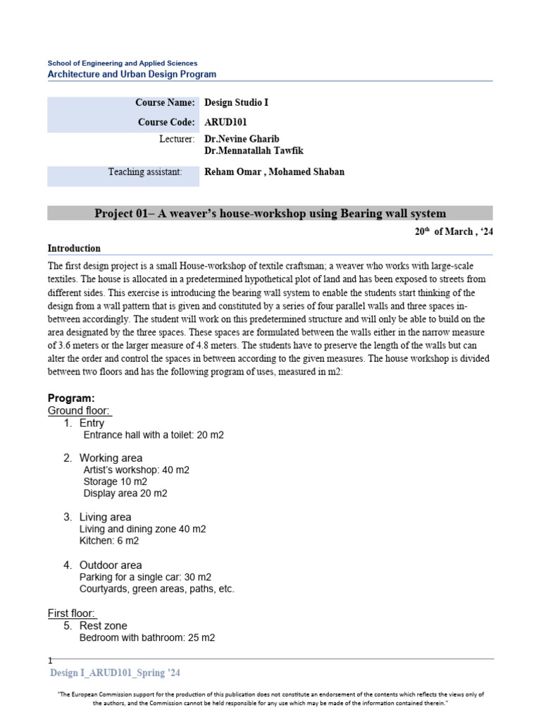 ARUD 101 - Project01 - Weaver House | PDF