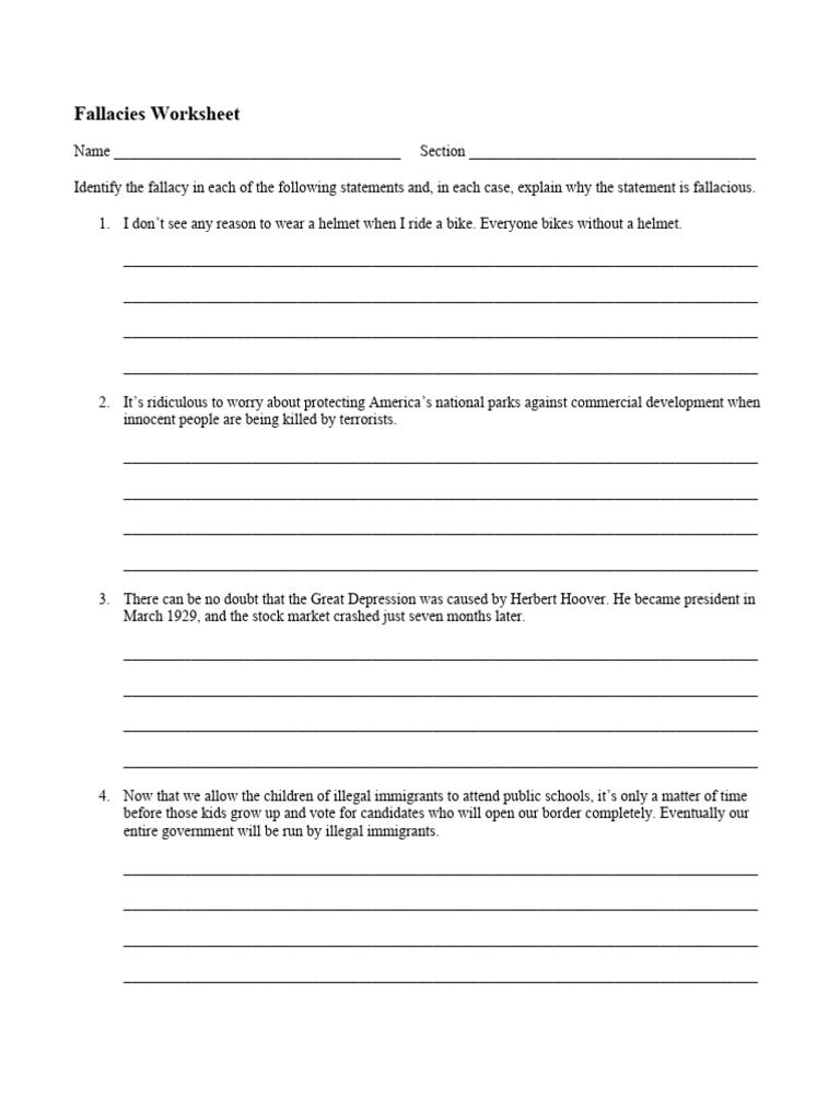 Fallacies Worksheet | PDF