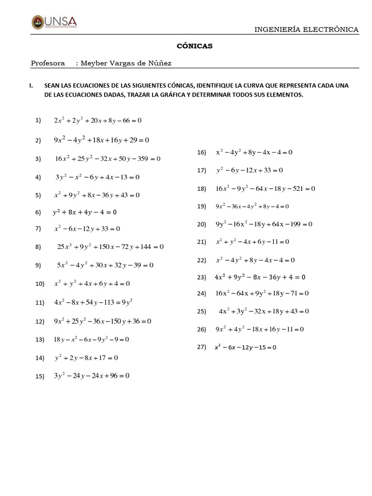 Guia 6 - Cónicas | PDF