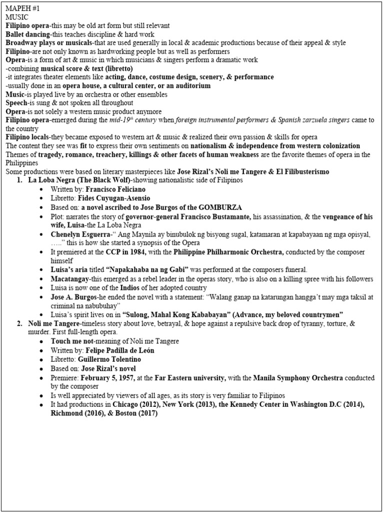 MAPEH#1(4THMON) | PDF | Performing Arts | Opera