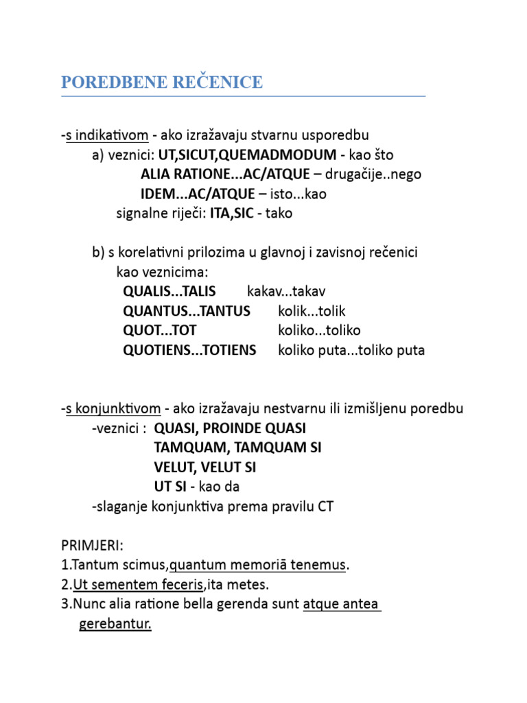 Poredbene Recenice Prema Elementa Latina Bturin | PDF