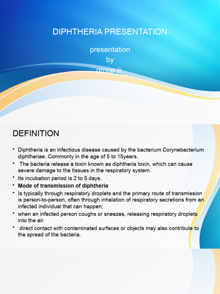 Diphtheria Presentation | PDF | Clinical Medicine | Biology