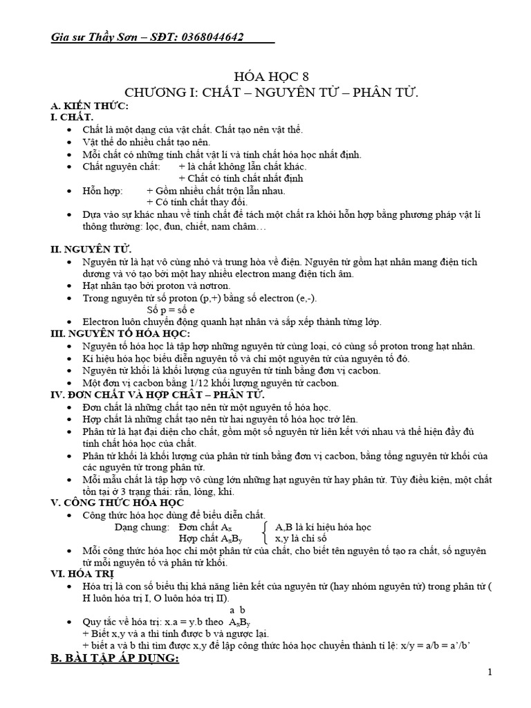 Ly Thuyet Va Bai Tap Day Du Hoa 8 Ly Thuyet Va Bai Tap Day Du Hoa 8 PDF | PDF