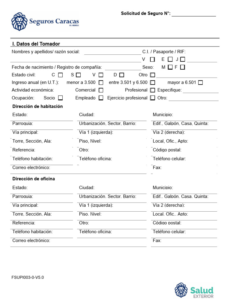 Solicitud de Seguro Salud en El Exterior | PDF | Póliza de seguros | Seguro