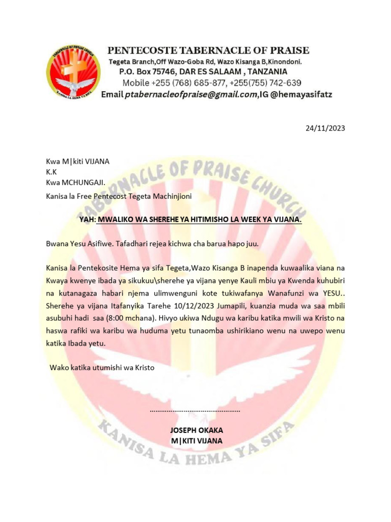 Barua Ya Mwaliko | PDF