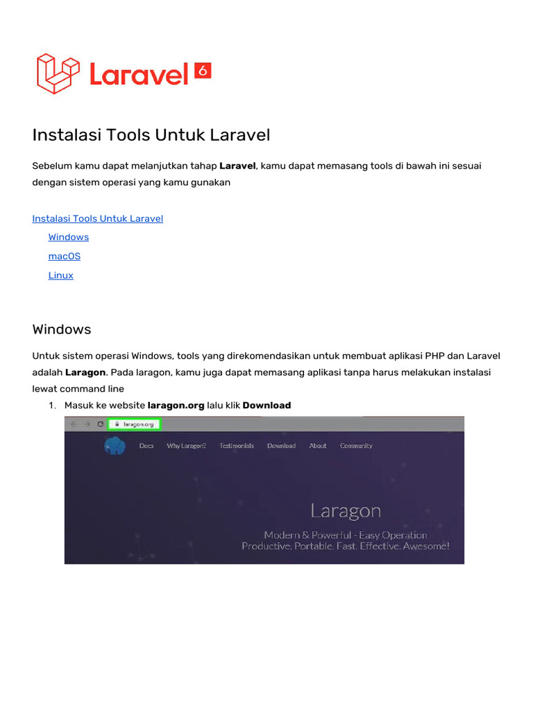 Instalasi Tools Untuk Laravel | PDF | Komputer | Teknologi & Rekayasa