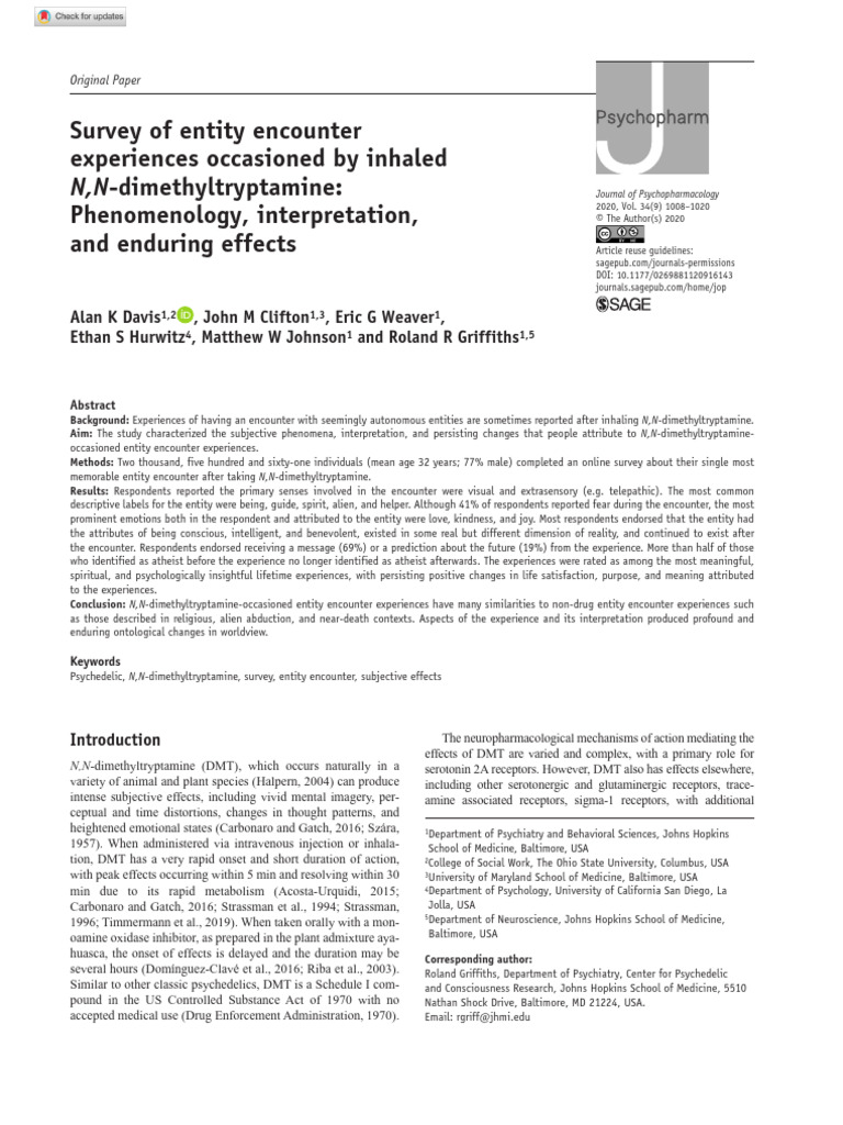 DMT Entity Encounter Survey Analysis | PDF | Experience