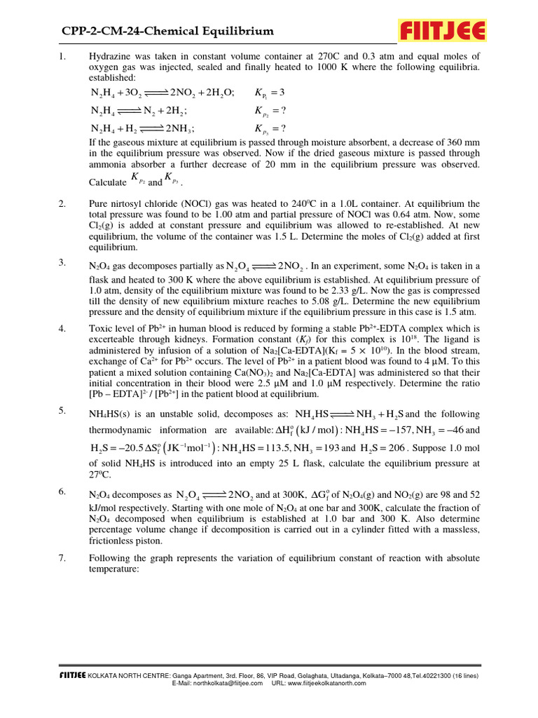 CPP-2 - Chemical Equilibrium | PDF | Chemical Equilibrium | Gases