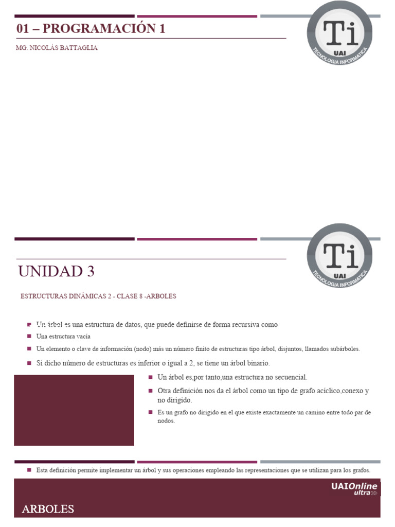 Unidad 3 - Clase 8 - Arbolardos | PDF | Algoritmos y Estructuras de Datos
