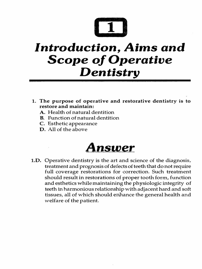 Mcqs in Operative Dentistry and Endodontics (1) 13 180 | PDF | Mouth ...