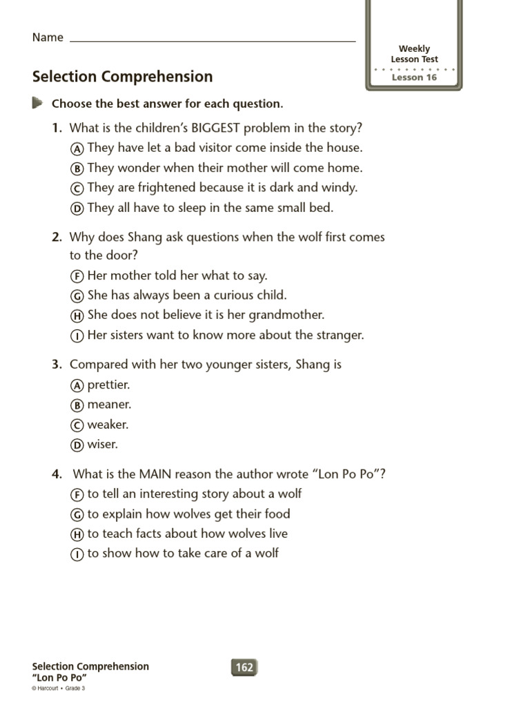 Selection Comprehension: 1. What Is The Children's BIGGEST Problem in ...