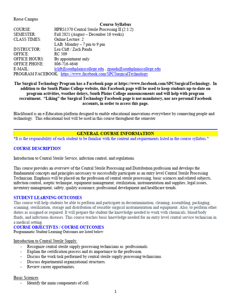 HPRS 1470 200 Clift FA21 | PDF | Disinfectant | Sterilization ...