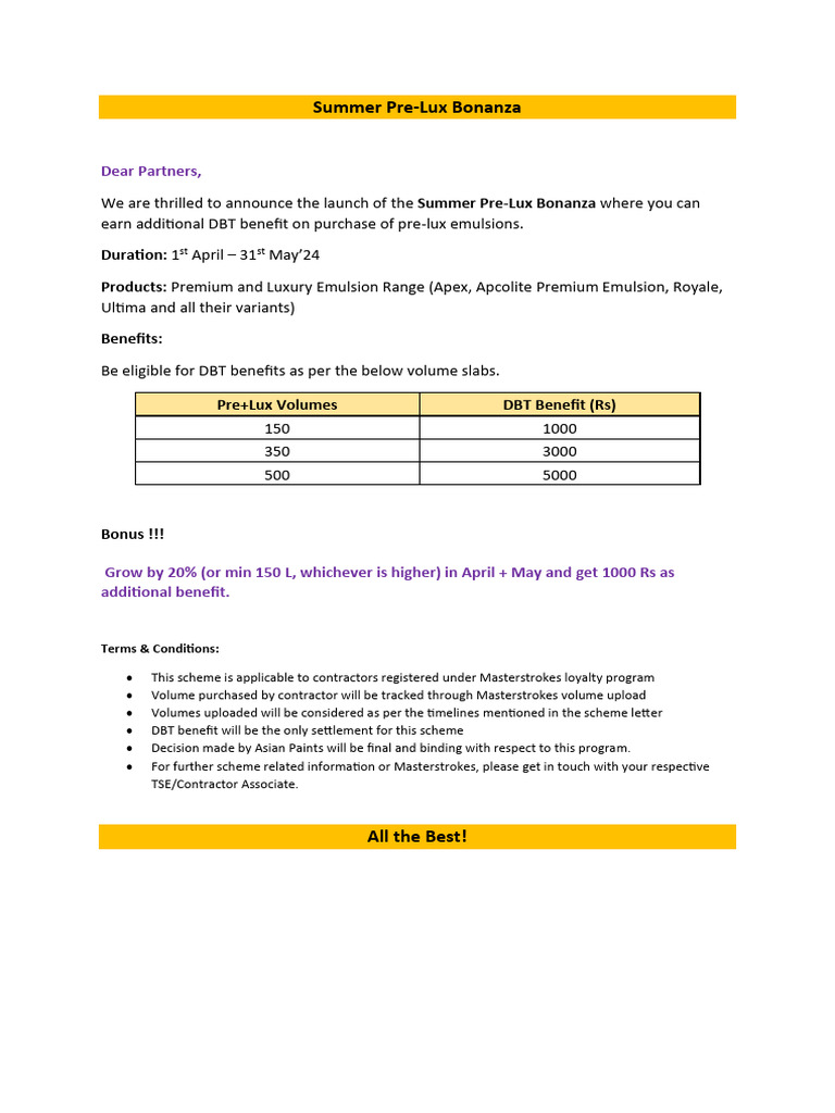 Summer Pre-Lux Bonanza Benefits Guide | PDF