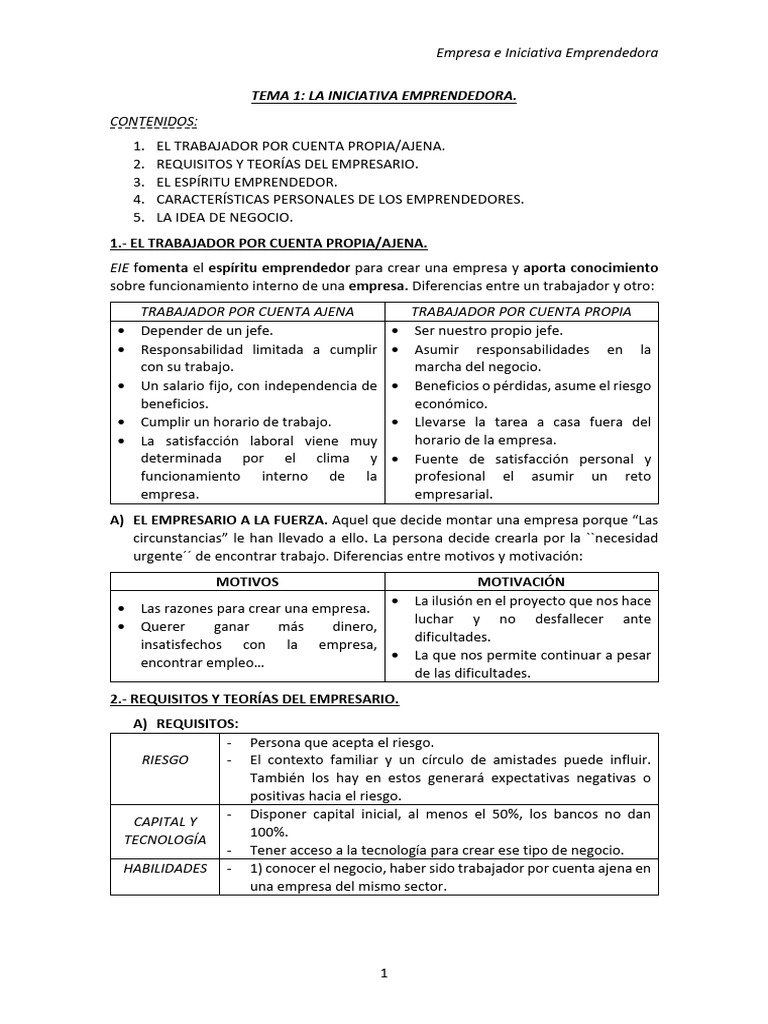 Tema 1 Eie | PDF | Iniciativa empresarial | Business