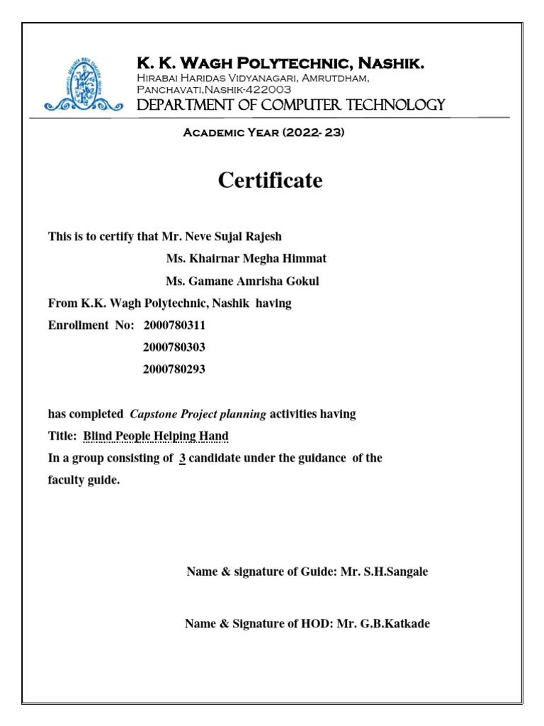 Cerificate 6th Sem | PDF | Computing