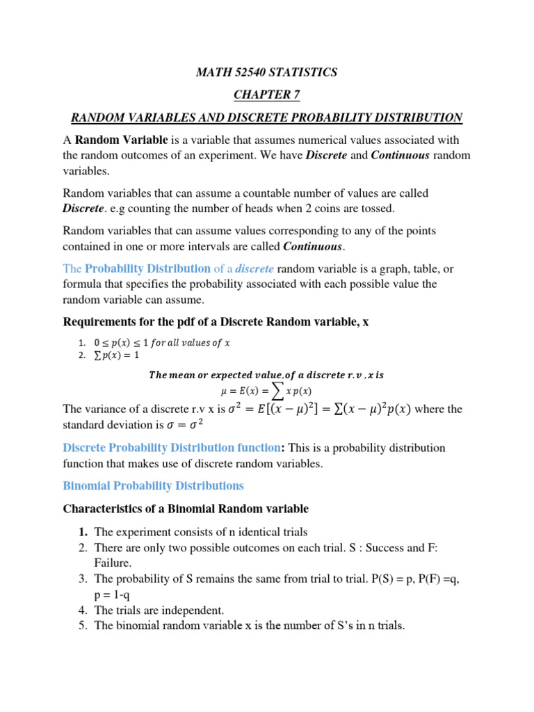 Chapters 7,8,9 | Download Free PDF | Probability Distribution | Random Variable