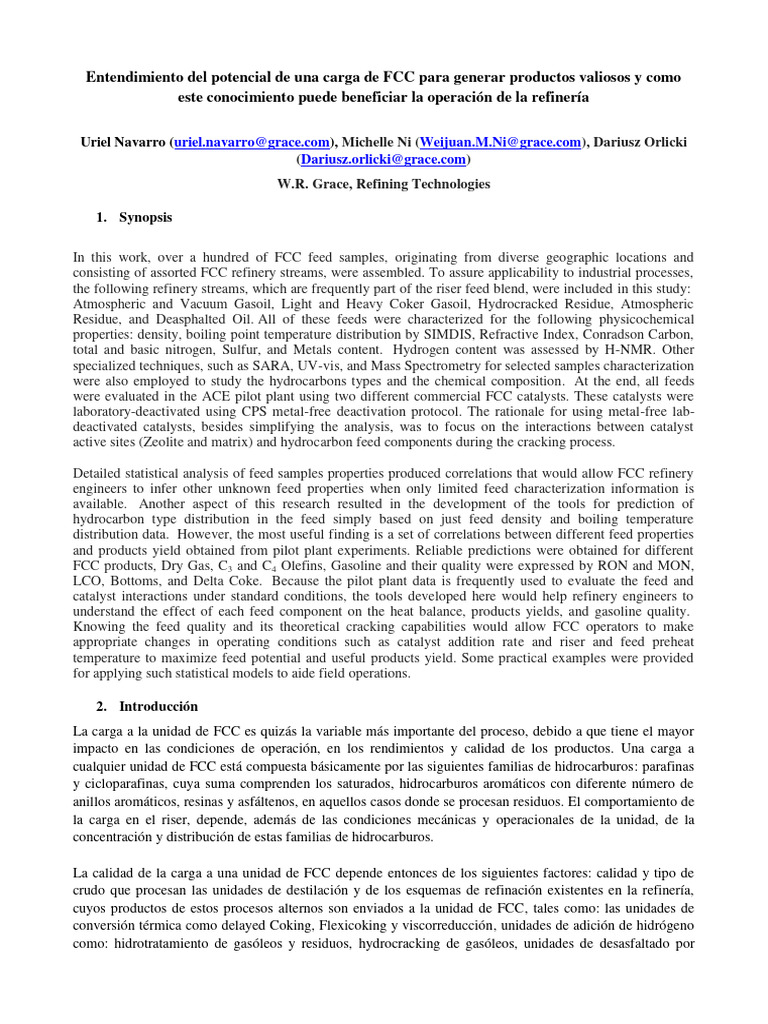 Entendimiento del potencial de carga de FCC - Uriel Navarro | PDF ...