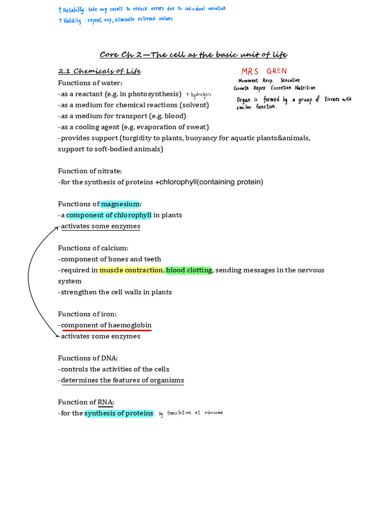 Core CH 2 The Cell As The Basic Unit of Life | PDF | Cell (Biology) | Endoplasmic Reticulum