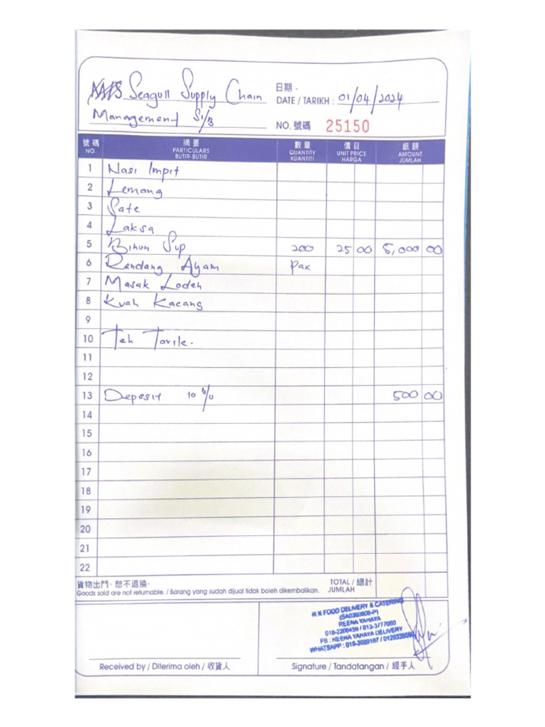 Resit Jamuan Raya 260424 | PDF