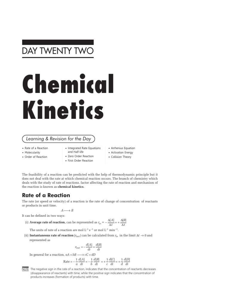 Chemical Kinetics Neet MCQ | PDF | Reaction Rate | Reaction Rate Constant