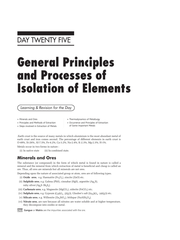 General Principle of Isolation Neet MCQ | PDF | Iron | Cyanide