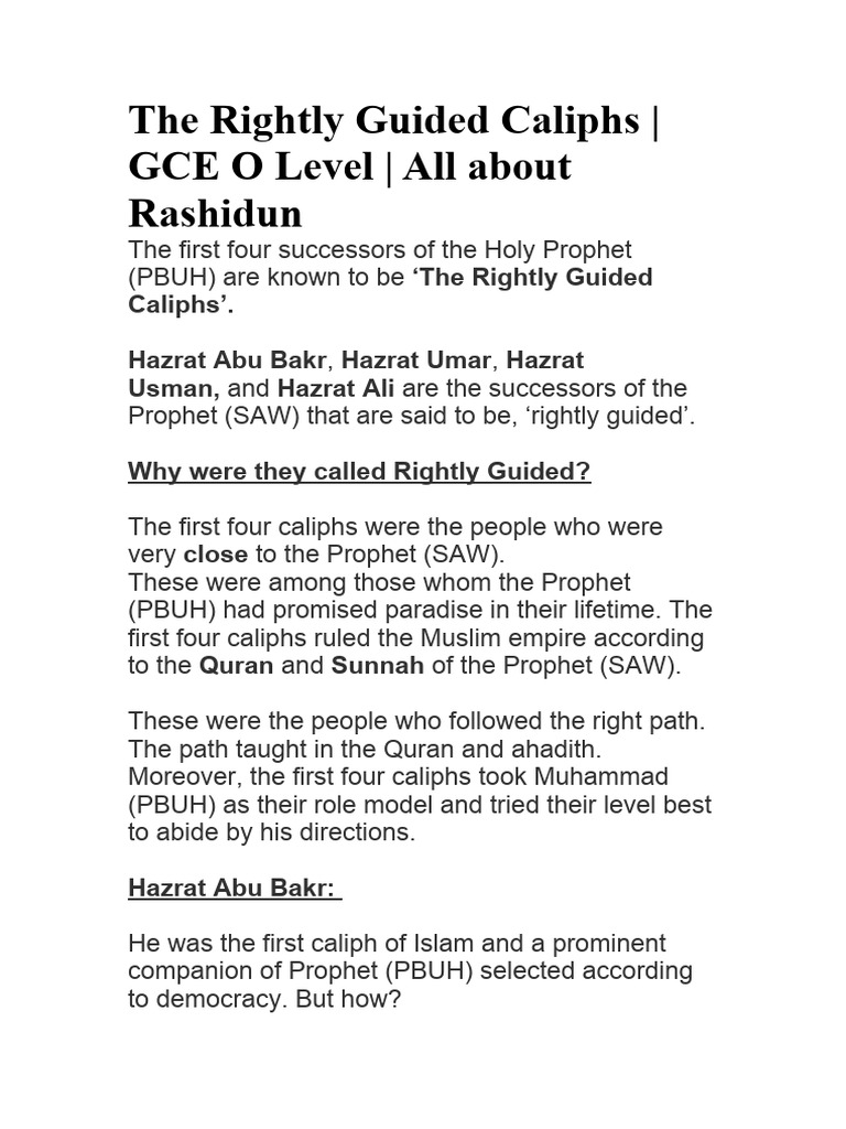 The Rightly Guided Caliphs | PDF | Umar | Muhammad