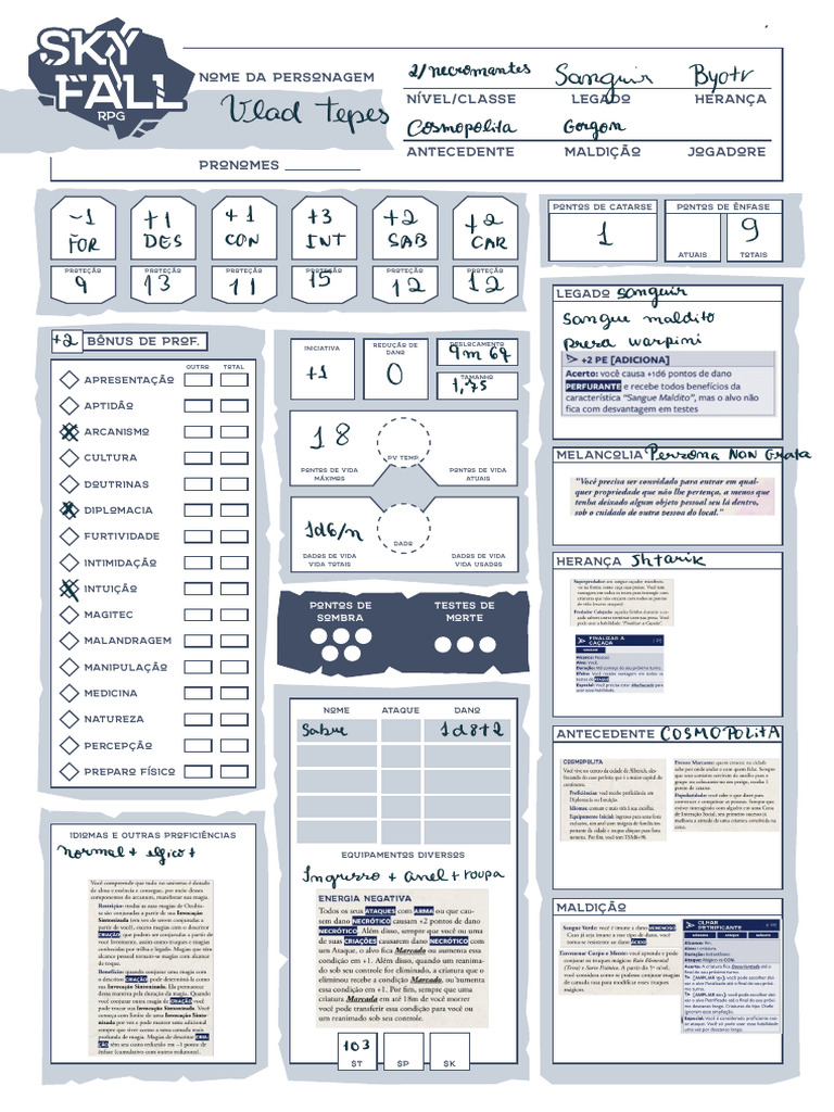 Skyfall RPG - Ficha PJ Impressão-1 - 240413 - 213338 | PDF