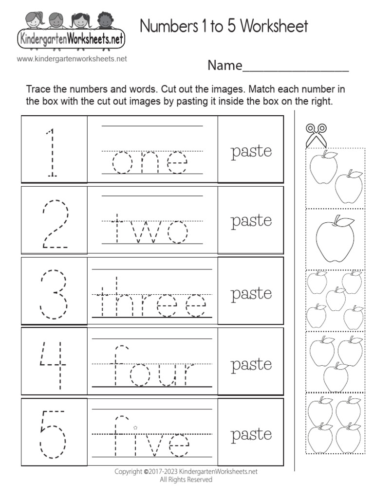 Numbers 1-5 Activity Worksheet | PDF